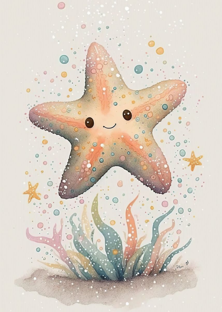 'watercolour starfish ' Poster, picture, metal print, paint by lauren ...