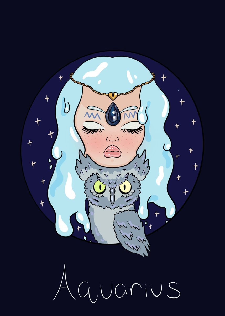 'Aquarius Zodiac Goddess' Poster, picture, metal print, paint by ...