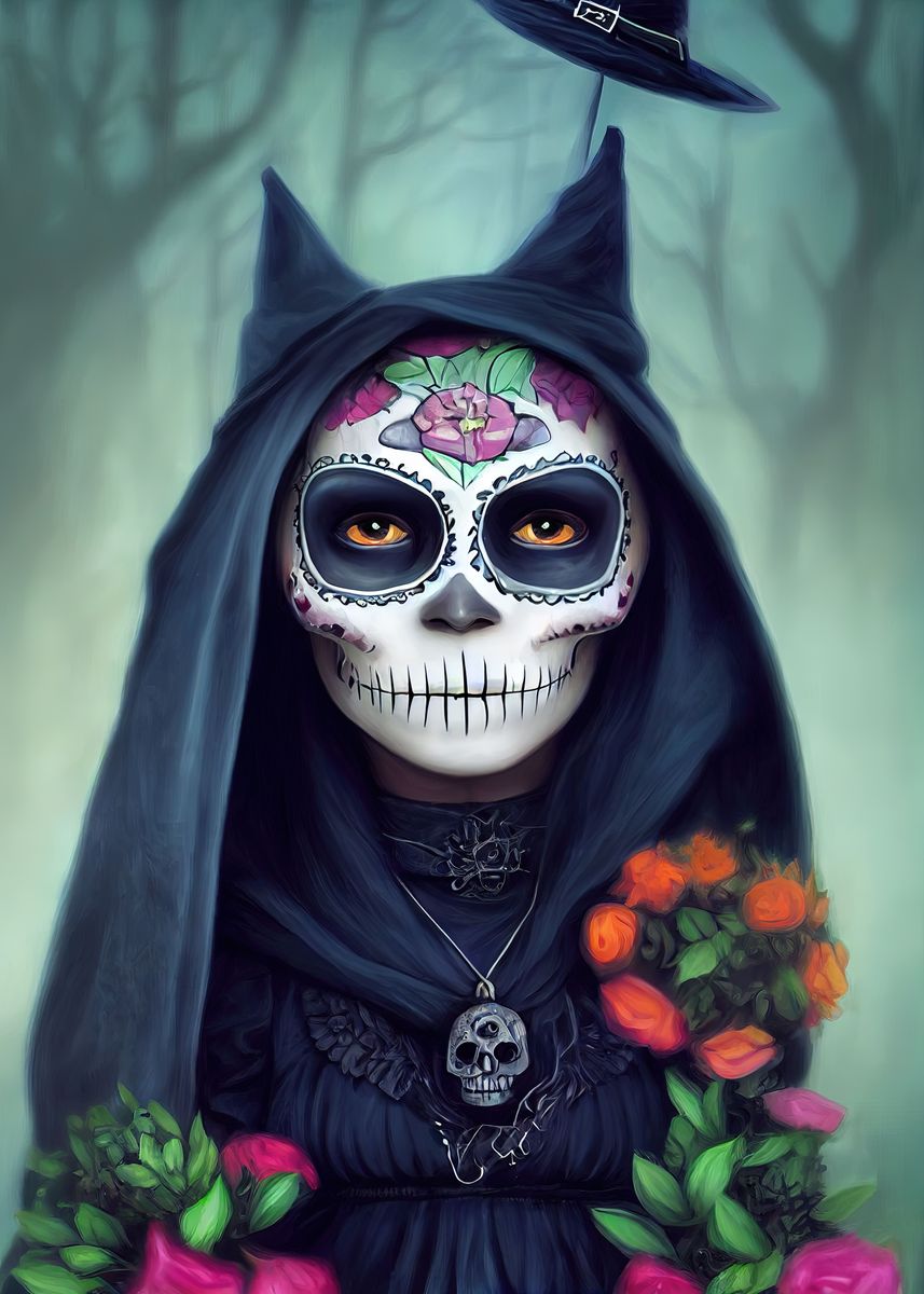 'Sugar Scull 4' Poster, picture, metal print, paint by Ralph ...