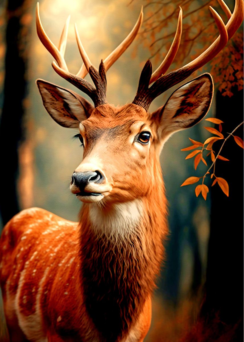 'Deer' Poster, picture, metal print, paint by Tiker Arts | Displate