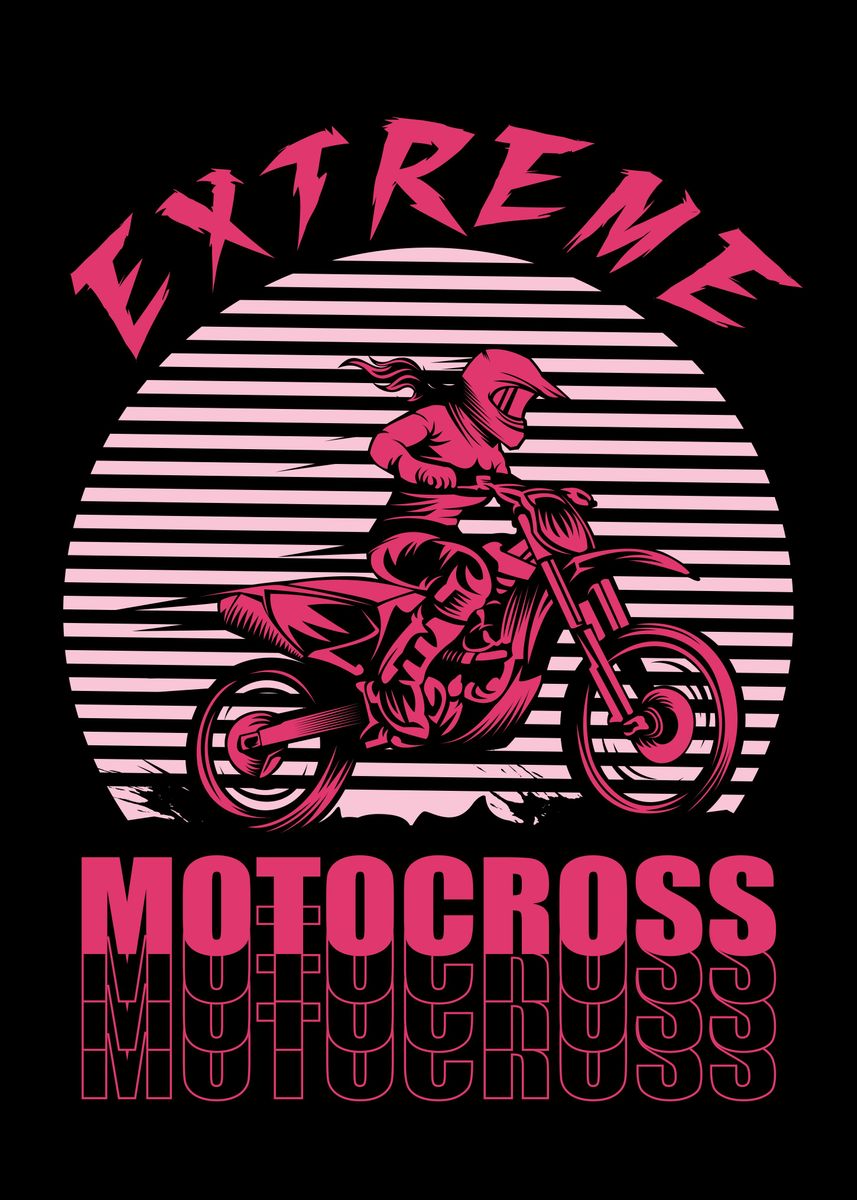 'female motocross sunset' Poster, picture, metal print, paint by andypp ...