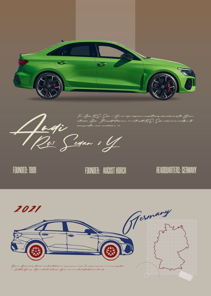 'Audi RS3 Sedan 8Y 2017' Poster, picture, metal print, paint by Basues ...