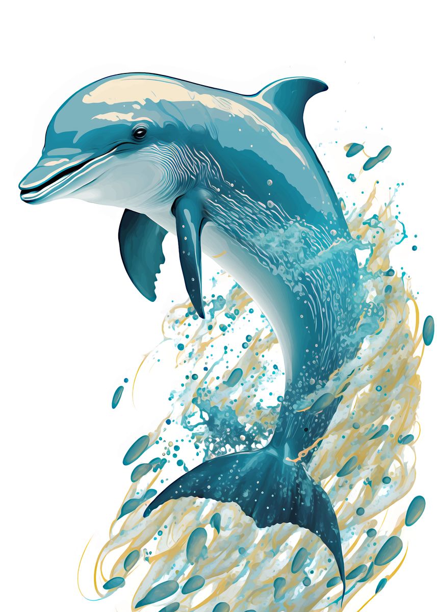 'Dolphin Abstract art' Poster, picture, metal print, paint by Mounier ...