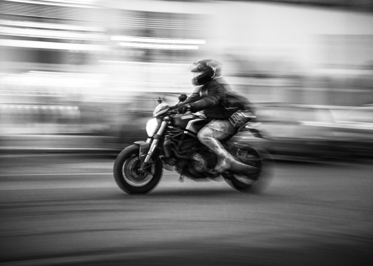 'Motorcycle motion blur ' Poster by Vardi Creations | Displate