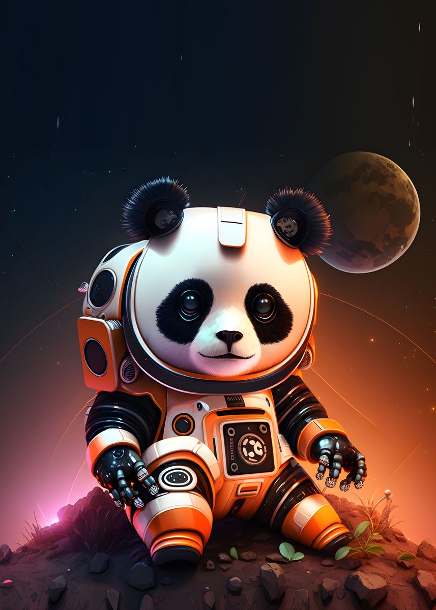 'Futuristic Panda ' Poster, picture, metal print, paint by V Styler ...