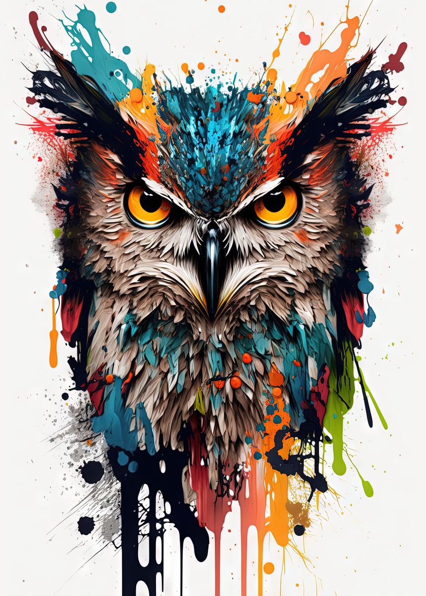 'Owl IV' Poster, picture, metal print, paint by Jerhus | Displate