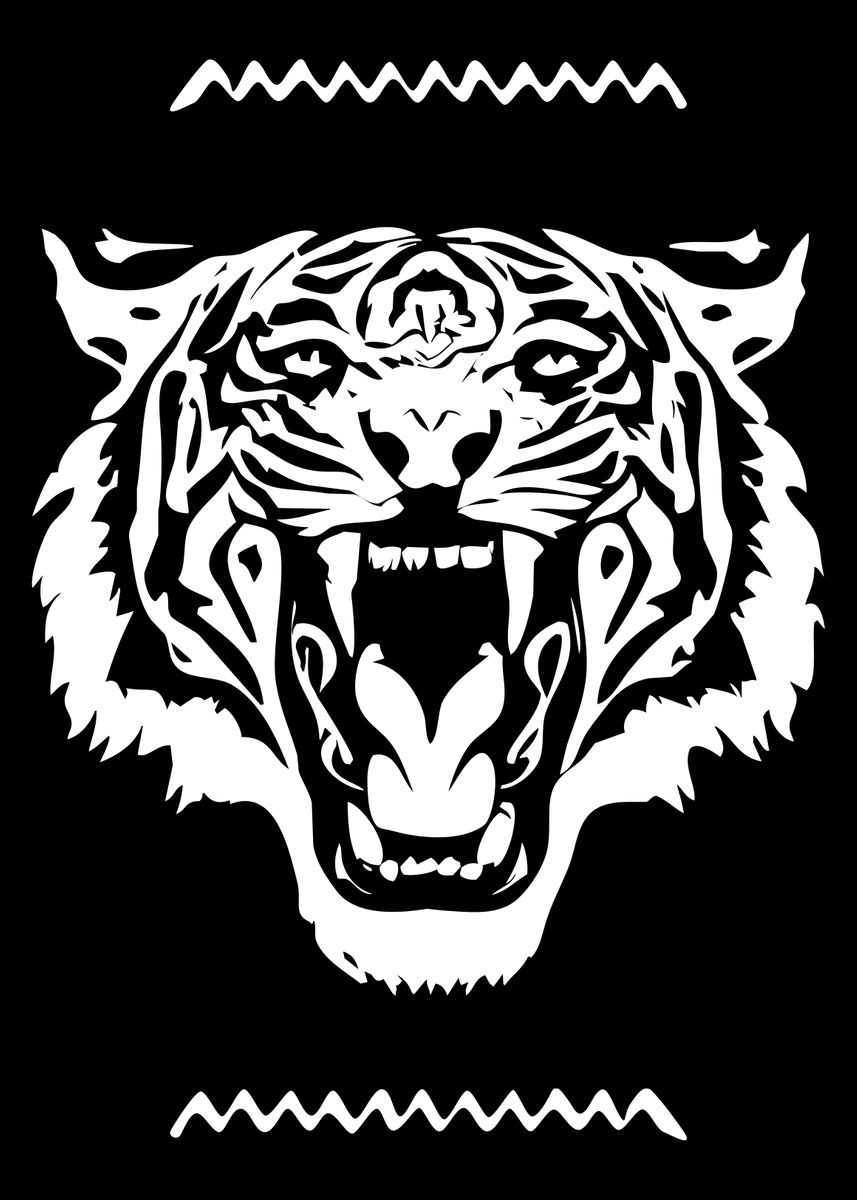 'Tiger Face' Poster, picture, metal print, paint by TMBTM | Displate