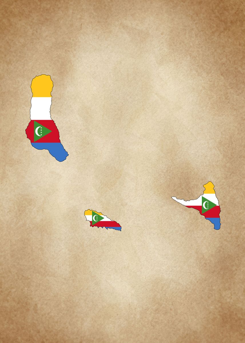 'Comoros map vintage' Poster by shiner artist | Displate