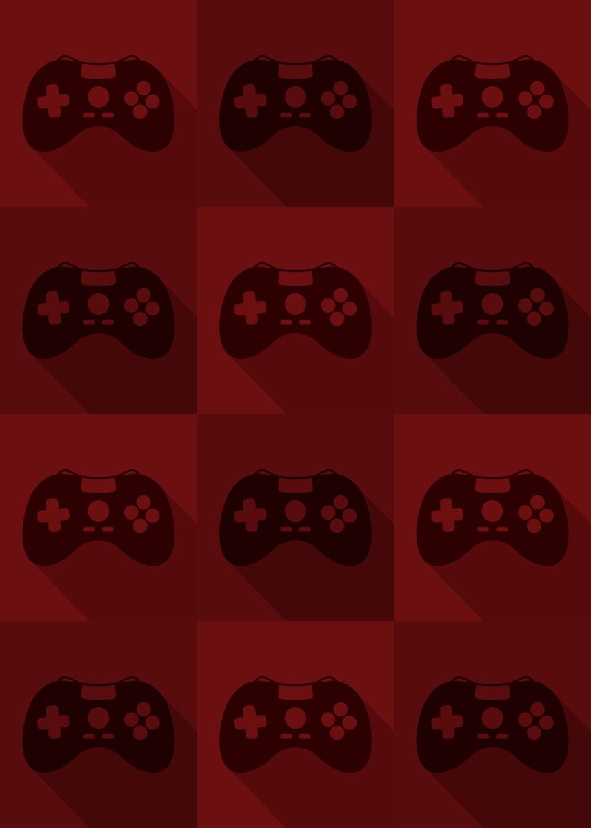 'Gamer Controllers Red' Poster, picture, metal print, paint by ...