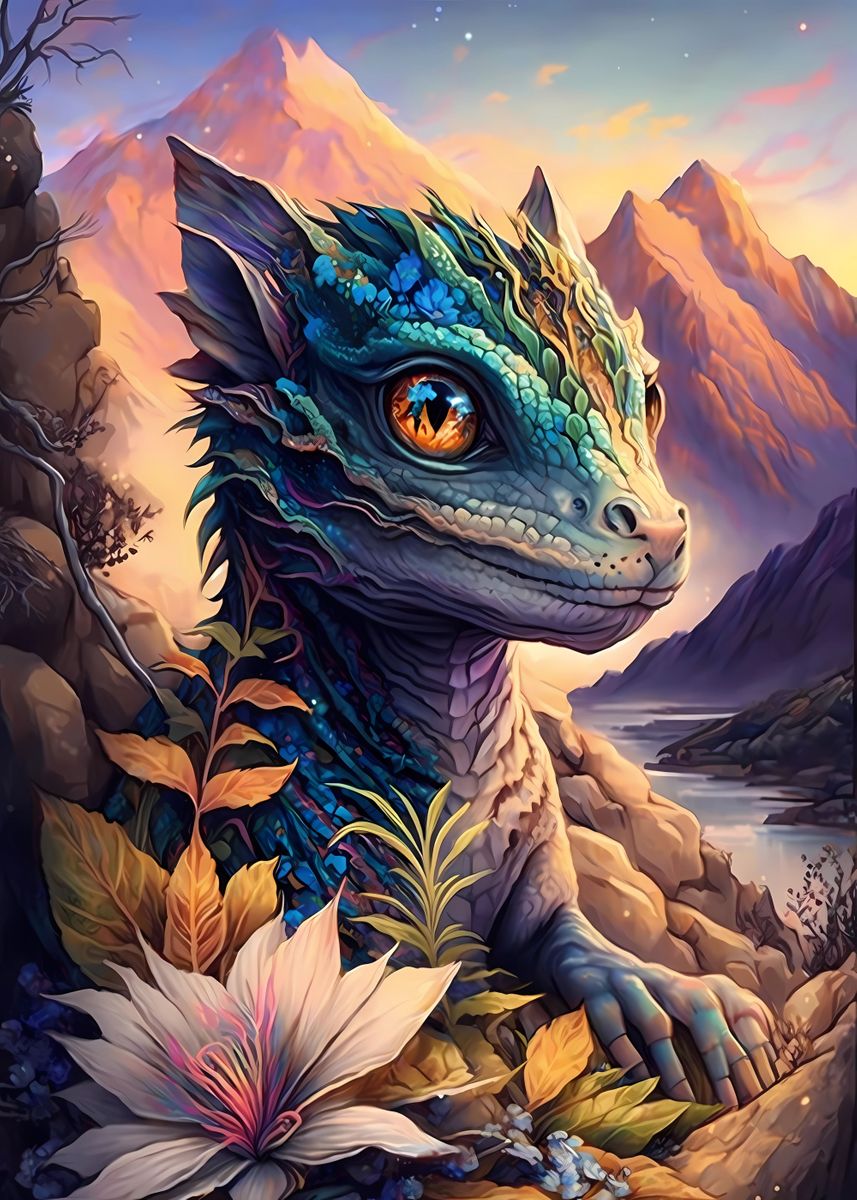 'Lizard Legendary' Poster, picture, metal print, paint by Mollieu World ...