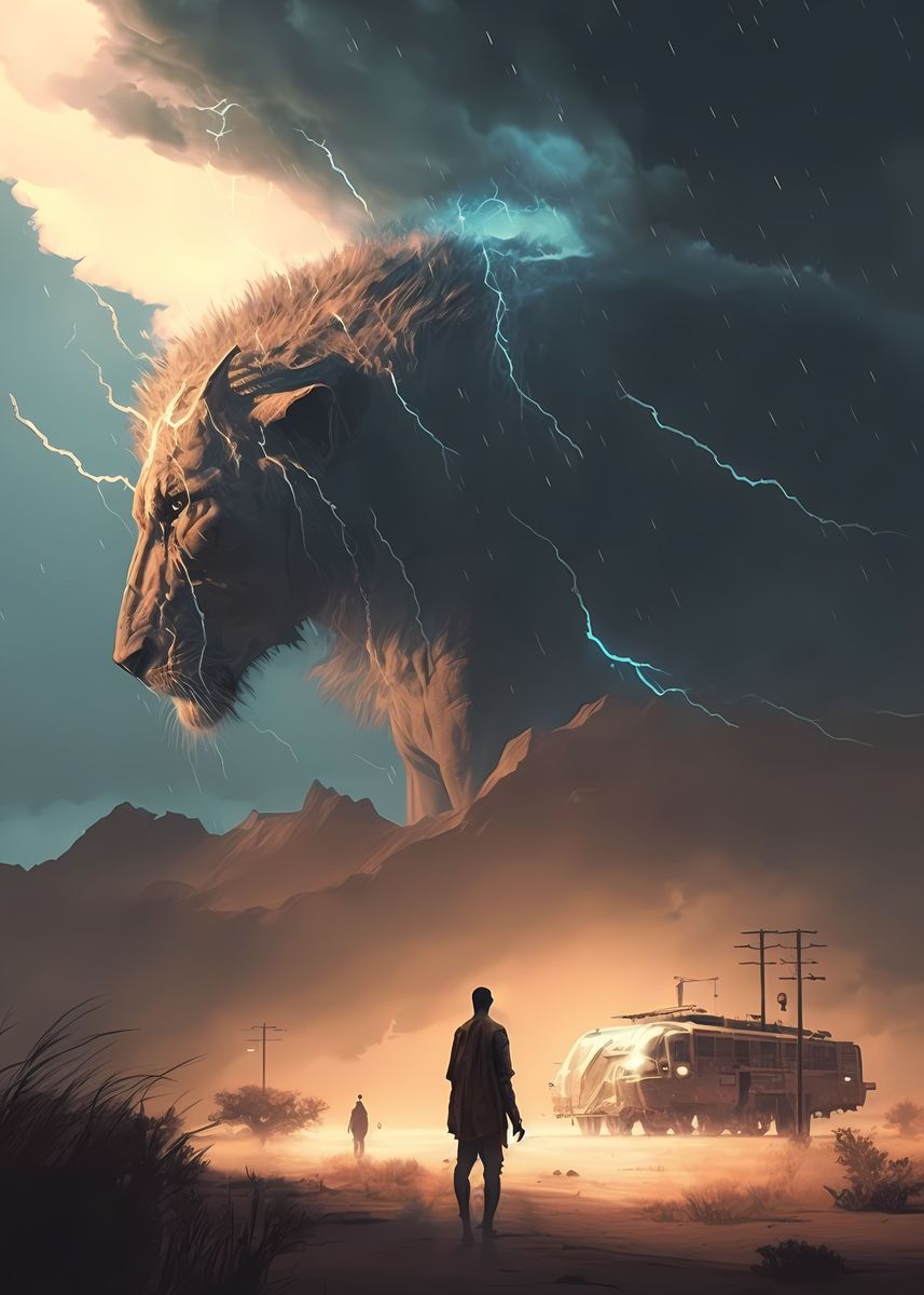 'scifi lion' Poster, picture, metal print, paint by SAIDI ARTWORKS ...