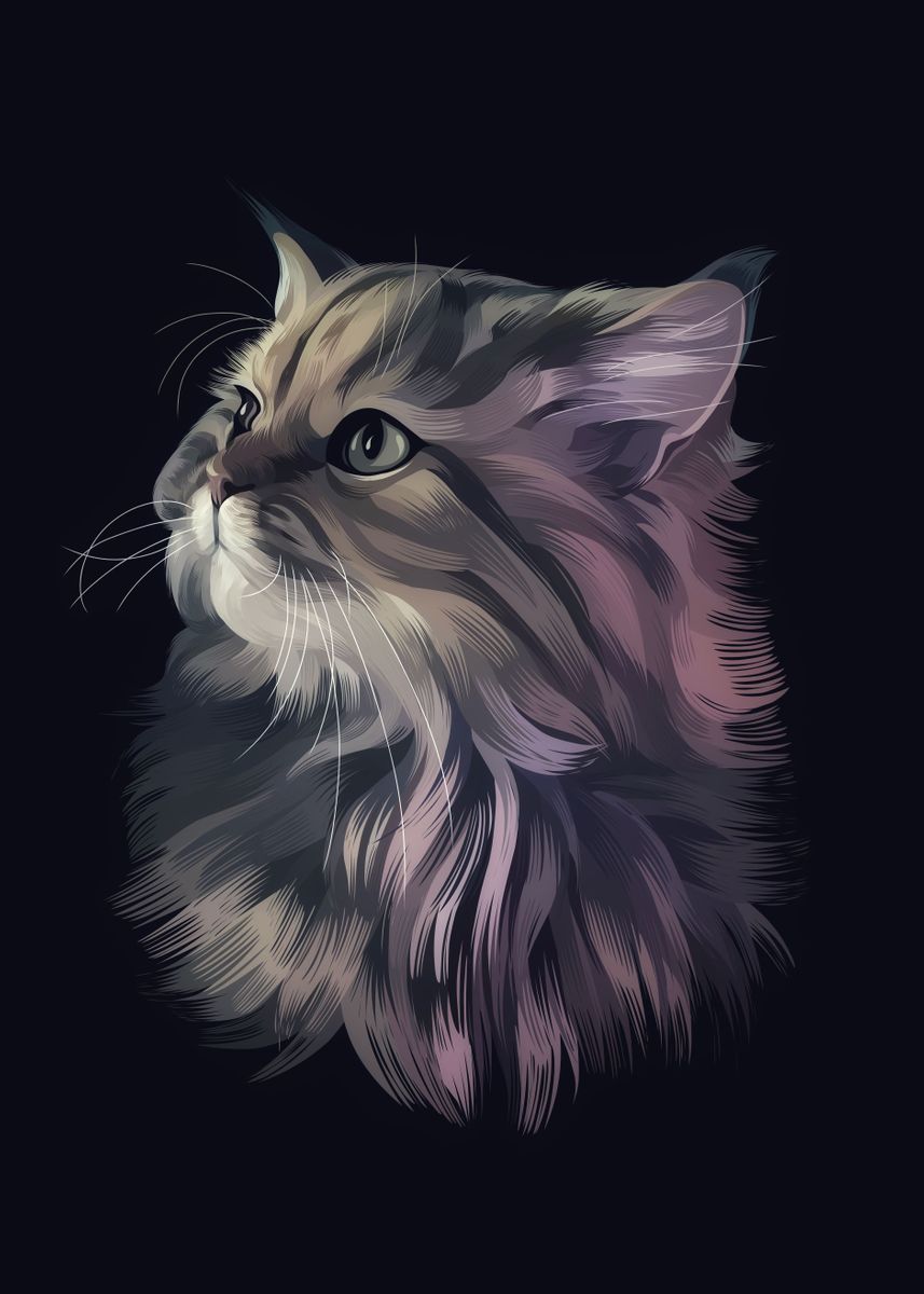 'cat 2' Poster, picture, metal print, paint by Muh Aslan | Displate