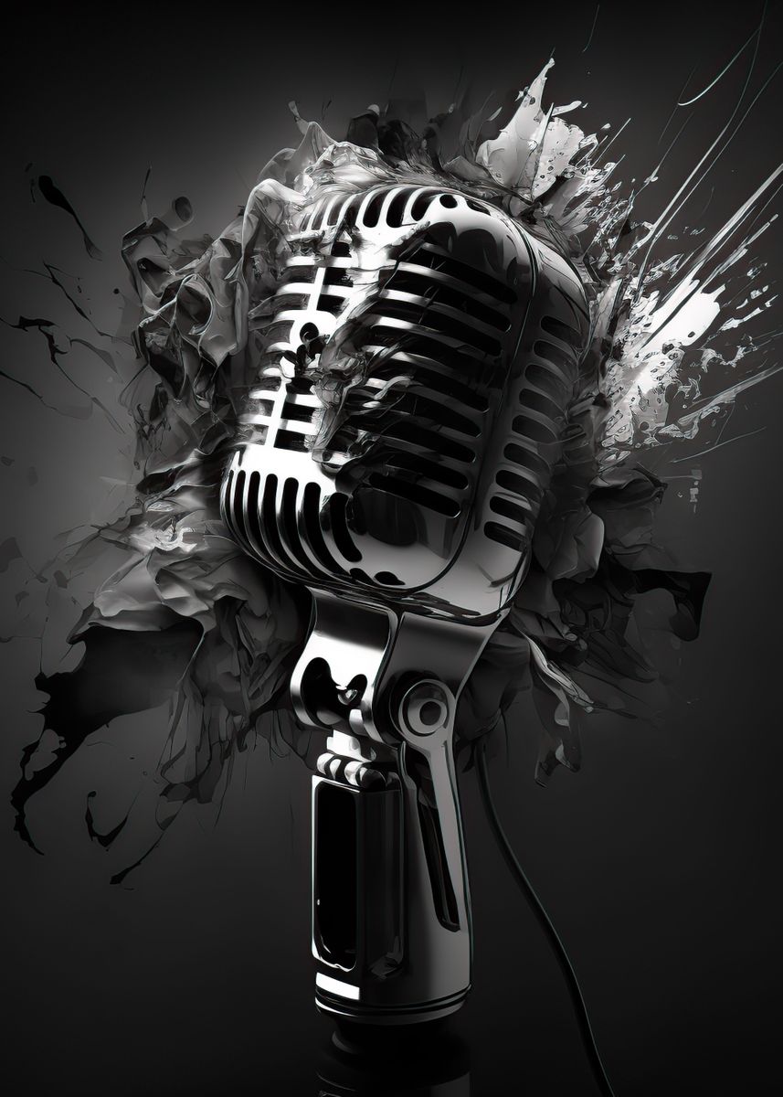 'microphone ' Poster, picture, metal print, paint by Minimalist Anime ...