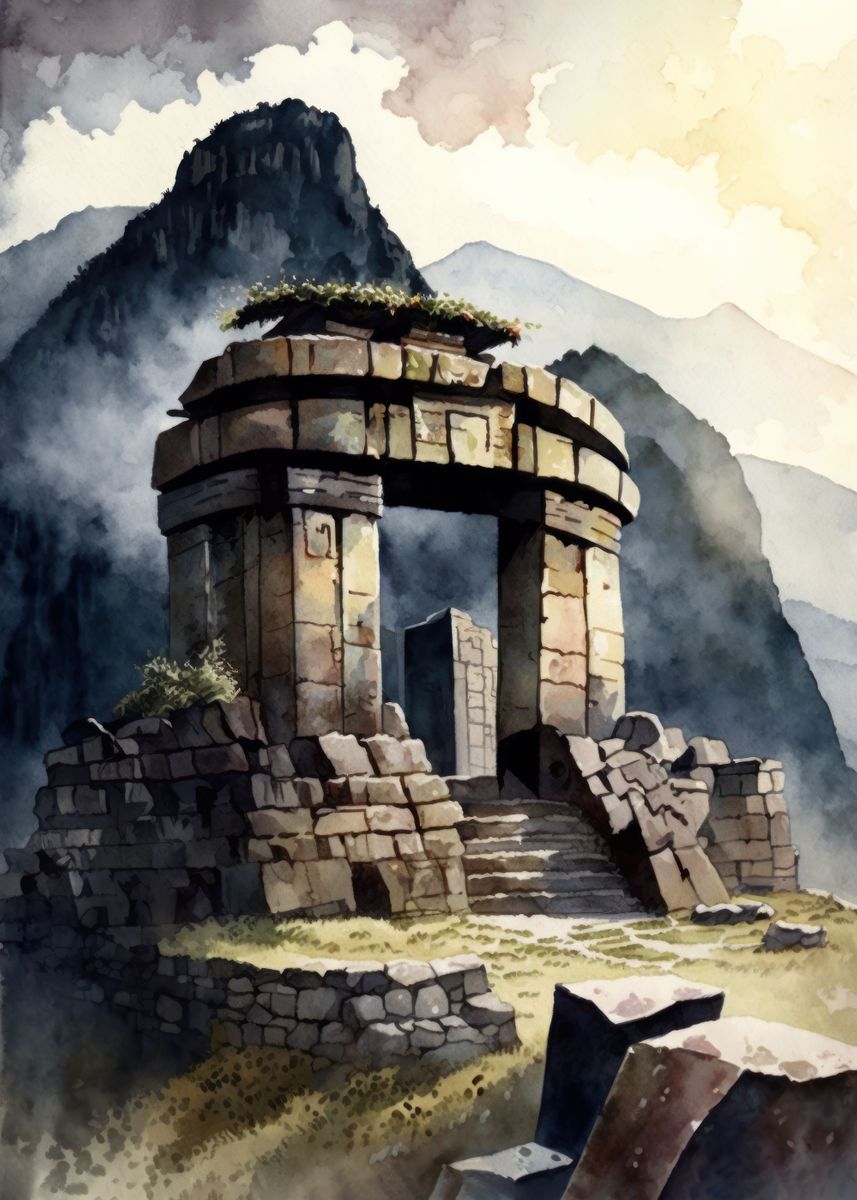 'The Temple of the Sun Peru' Poster, picture, metal print, paint by ...