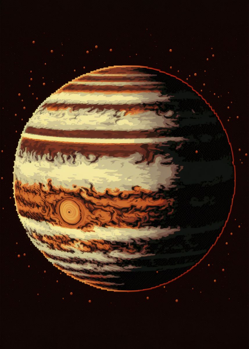 'Pixel Jupiter' Poster, picture, metal print, paint by OhadOron | Displate