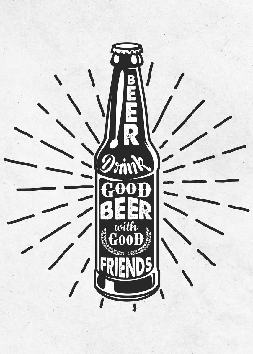 'Funny Drinking Beer' Poster, picture, metal print, paint by Wall Art ...