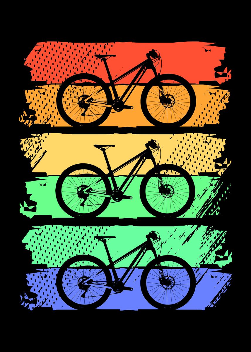 'Colorful Bikes' Poster, picture, metal print, paint by FunnyGifts ...