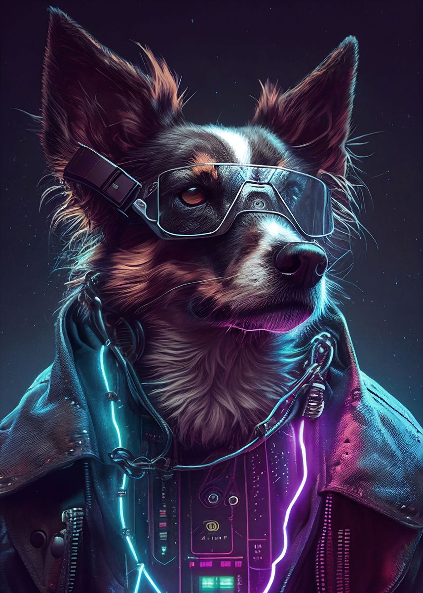 'Neon Noire dog 2' Poster, picture, metal print, paint by Santiago ...