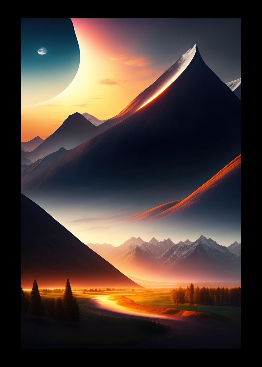 'Super Big Mountain' Poster, picture, metal print, paint by Merchkaiser ...