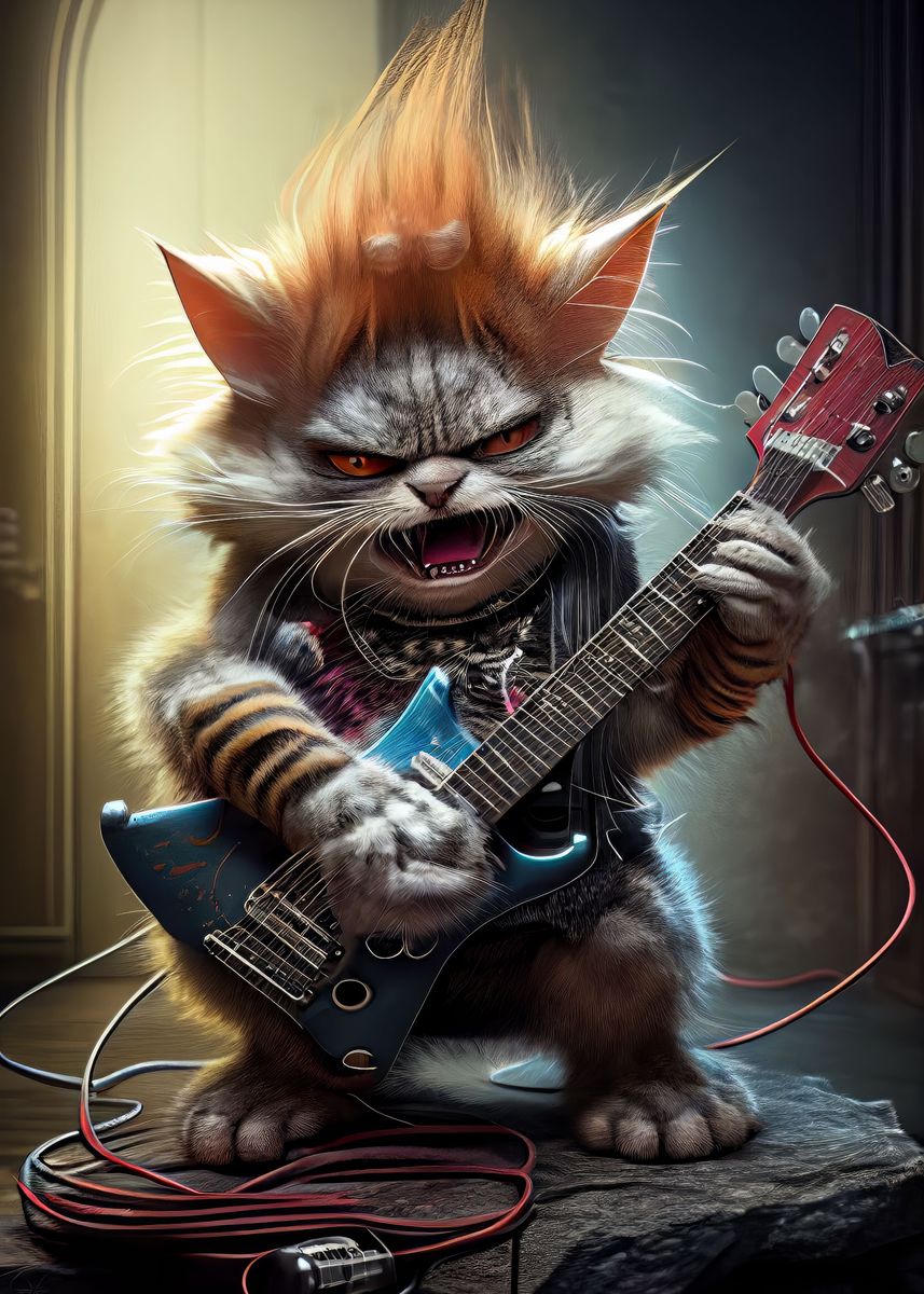 'Rock N Roll Cool Cat 8' Poster by Scott Prokop | Displate