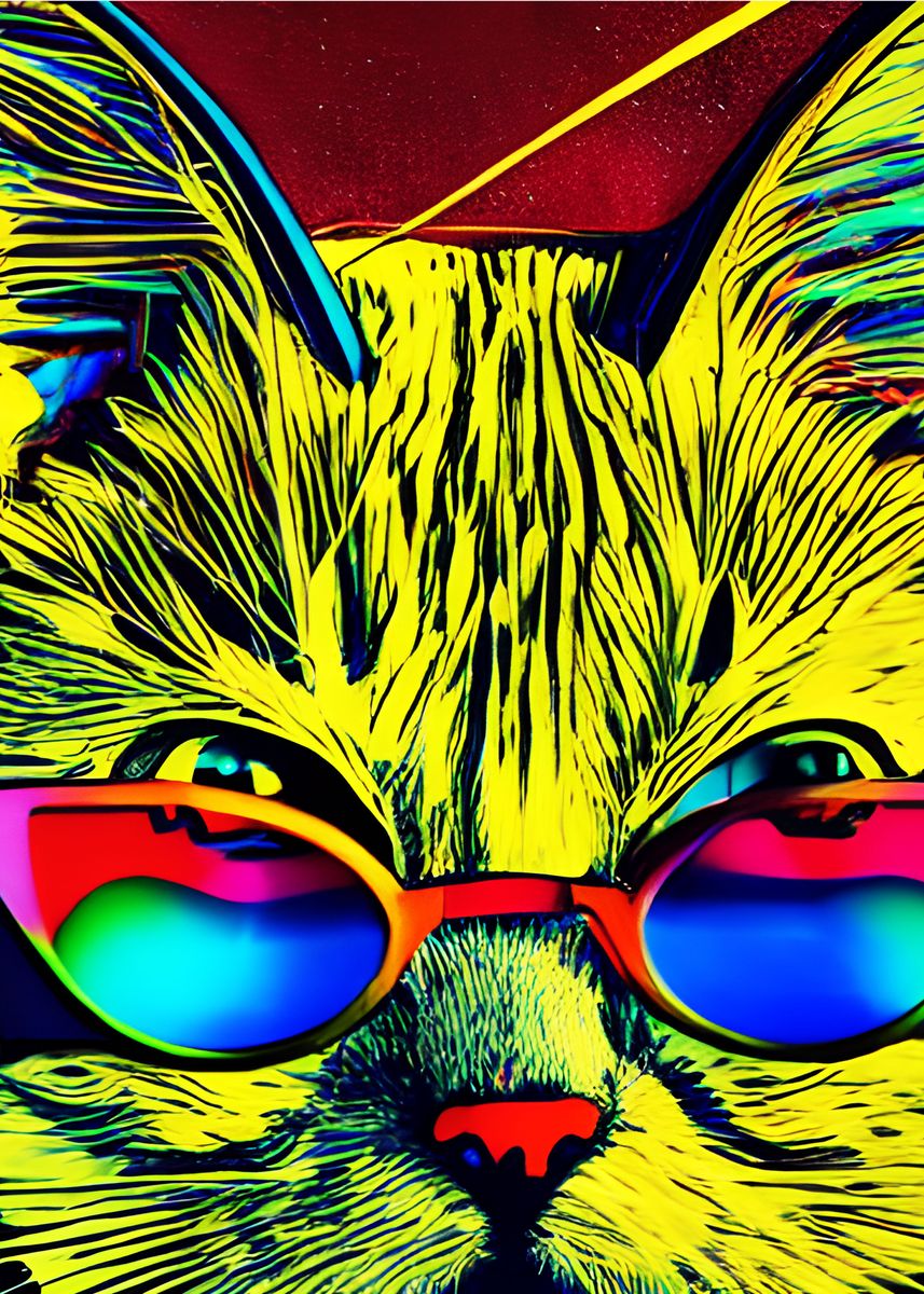 'Electric Feline' Poster, picture, metal print, paint by Creative ...
