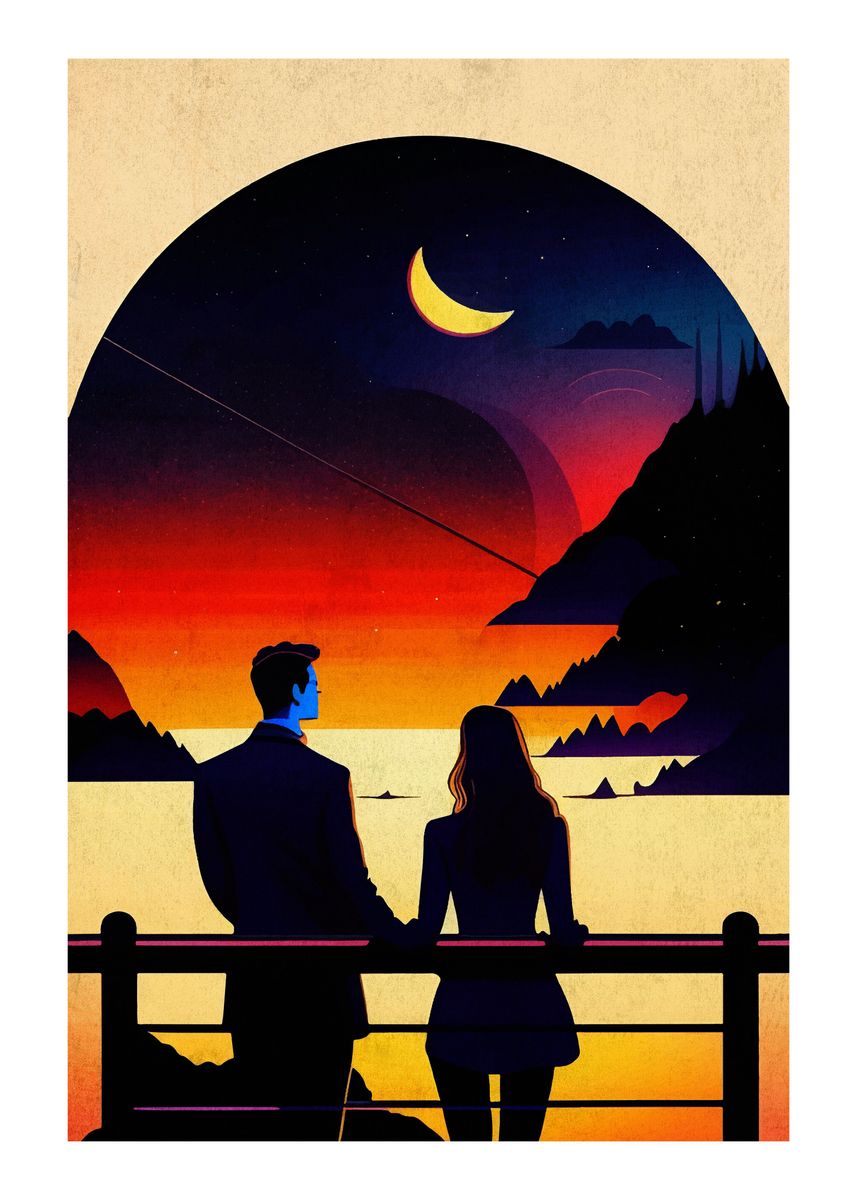 'couple romance' Poster, picture, metal print, paint by retno ...