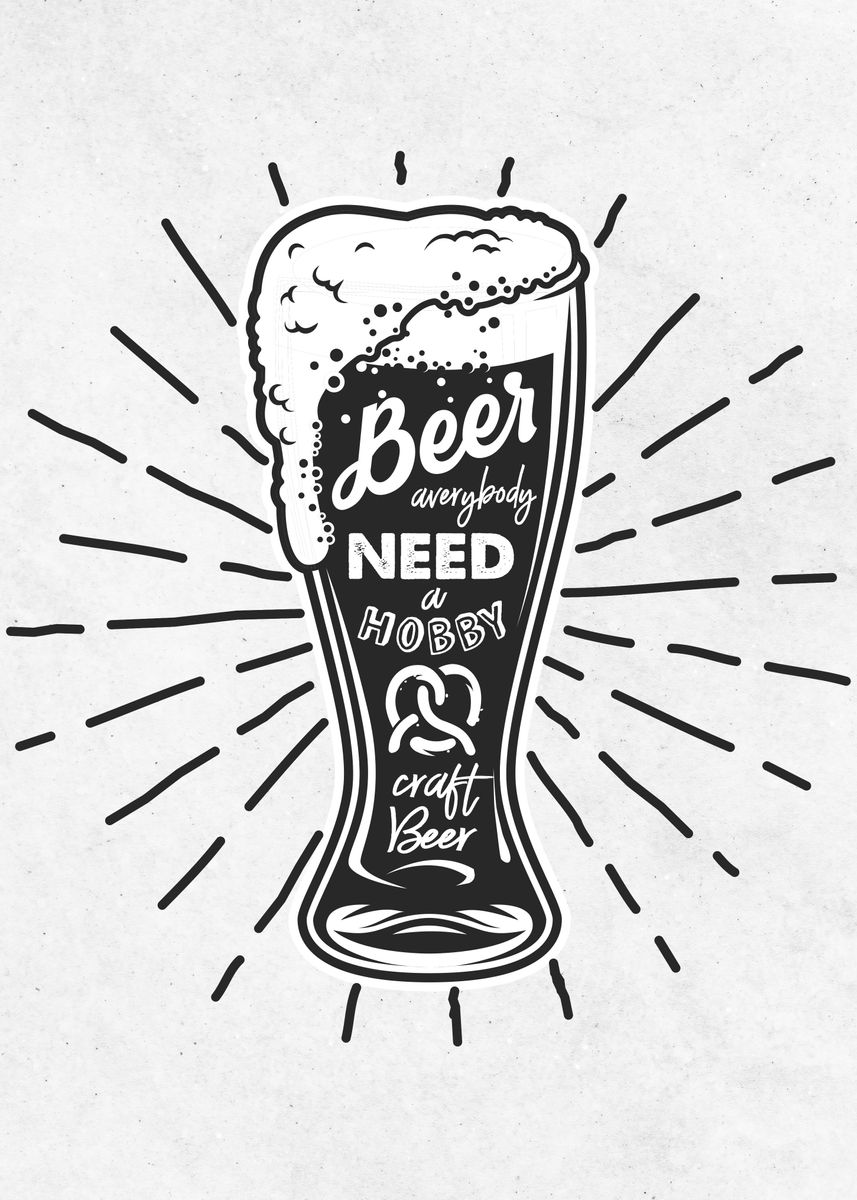 'Funny Drinking Beer' Poster, picture, metal print, paint by Wall Art ...