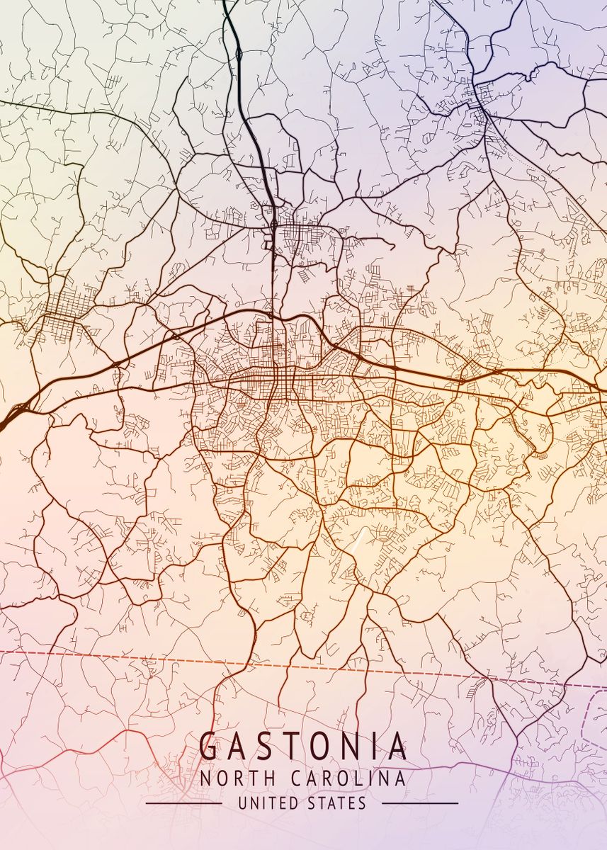 'Gastonia USA City Map' Poster, picture, metal print, paint by Gigi Bgm ...