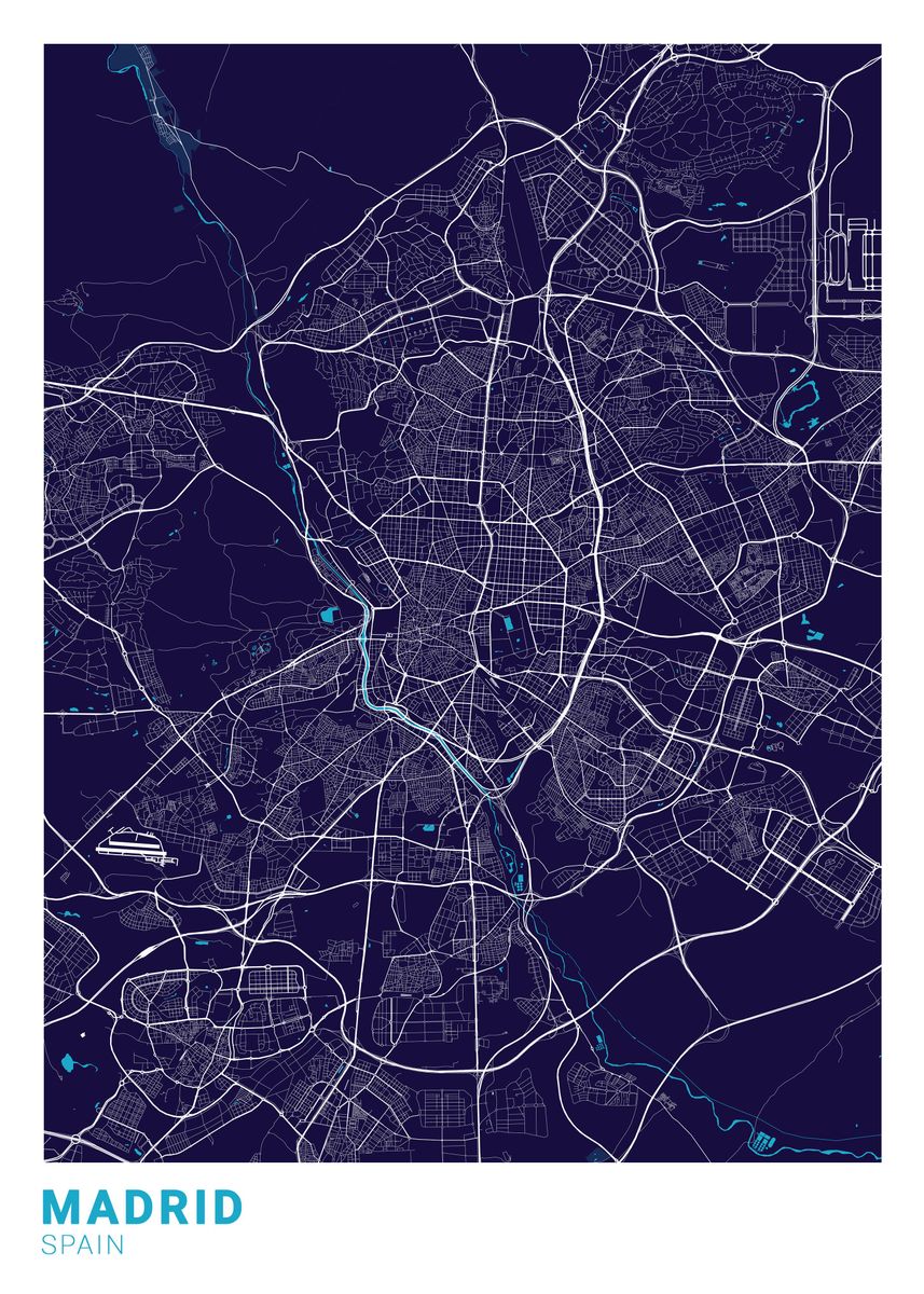 'Madrid City Map' Poster, picture, metal print, paint by Trulaf Design ...