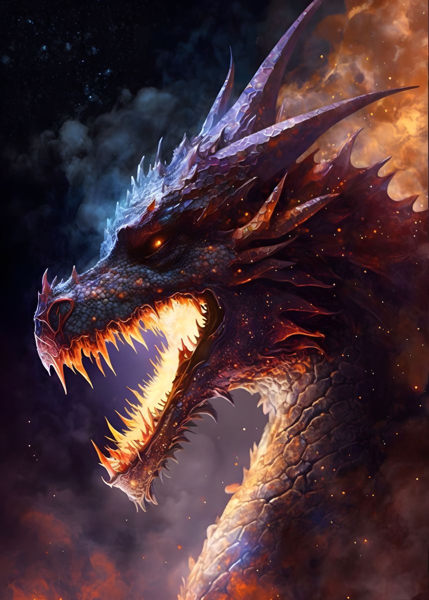 'The Space Dragon' Poster, picture, metal print, paint by ...