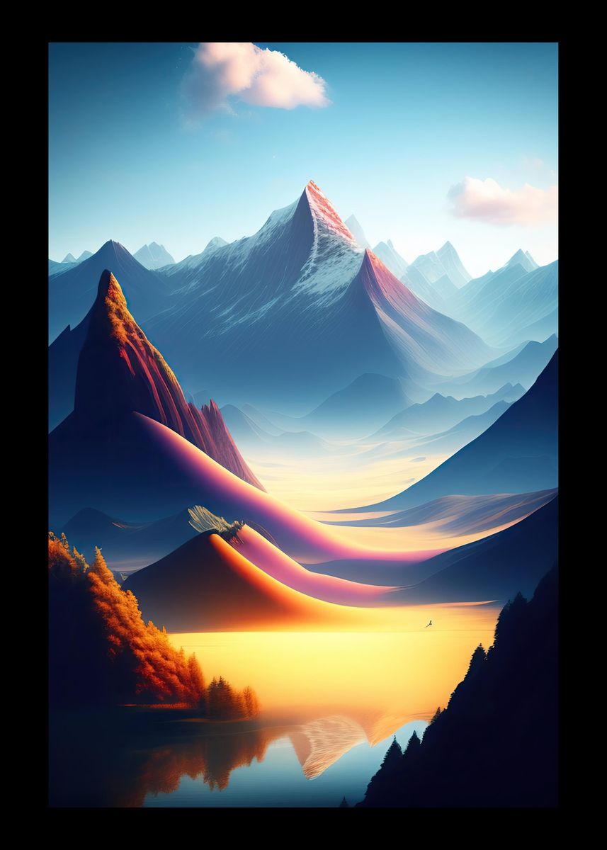'Towering Mountains' Poster, picture, metal print, paint by Merchkaiser ...