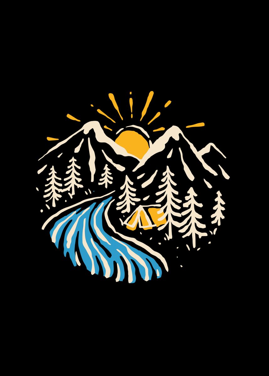 'MOUNTAIN THE SUNSET' Poster by Lugu Poerawidjaja | Displate