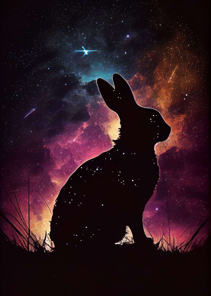 'Rabbit Silhouette' Poster, picture, metal print, paint by DecoyDesign ...