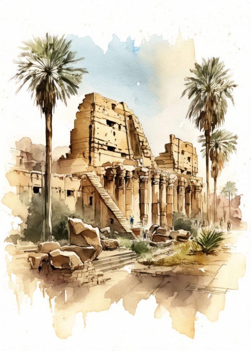 'The Karnak Temple Egypt' Poster, picture, metal print, paint by Usama ...