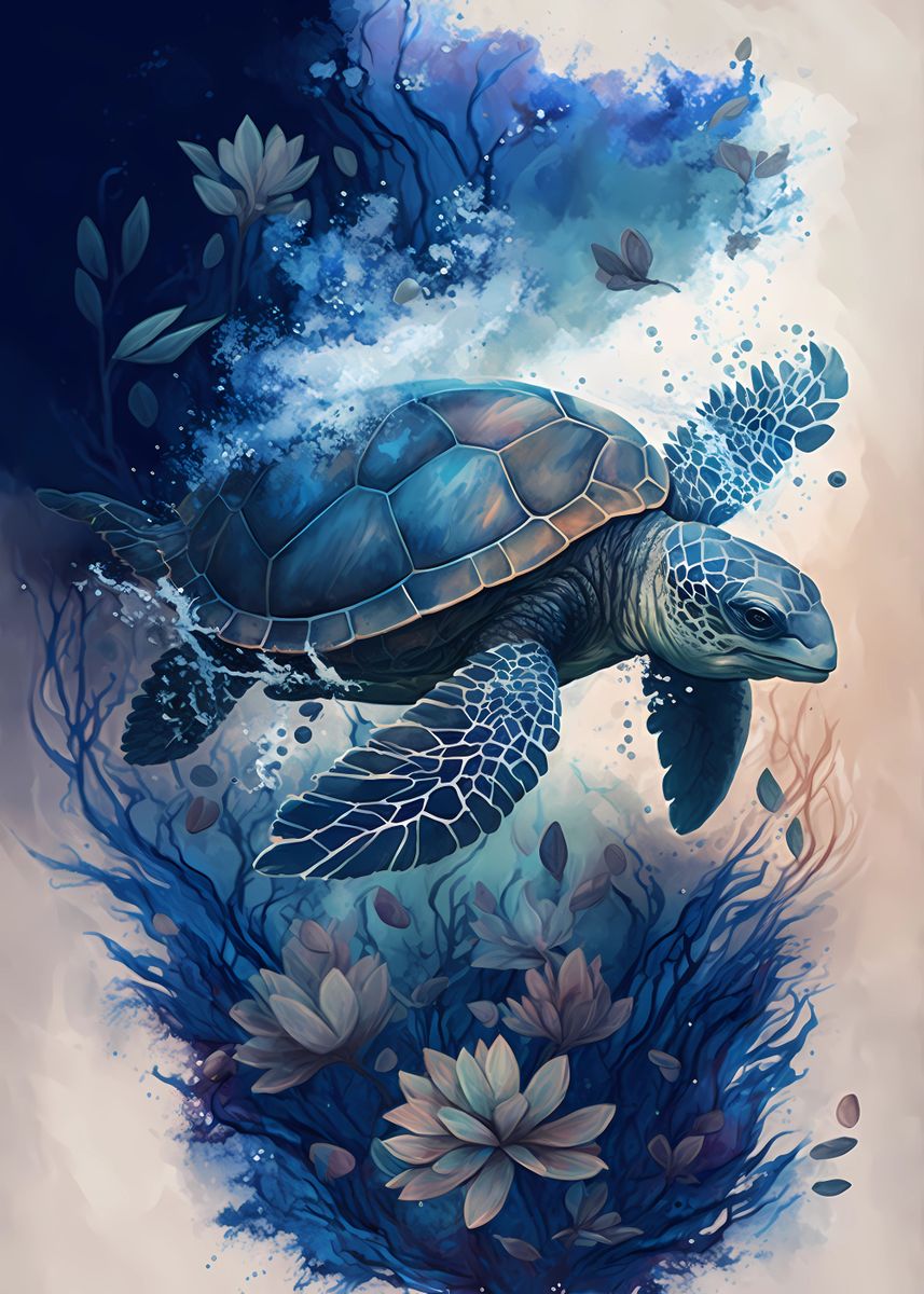 'Turtle Fantastical' Poster, picture, metal print, paint by Adam Decor ...