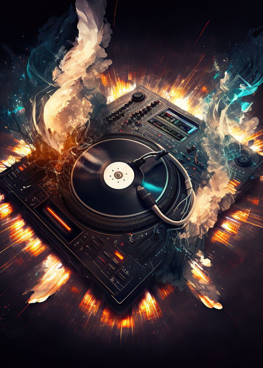 'Vinyl record playing music' Poster, picture, metal print, paint by ...