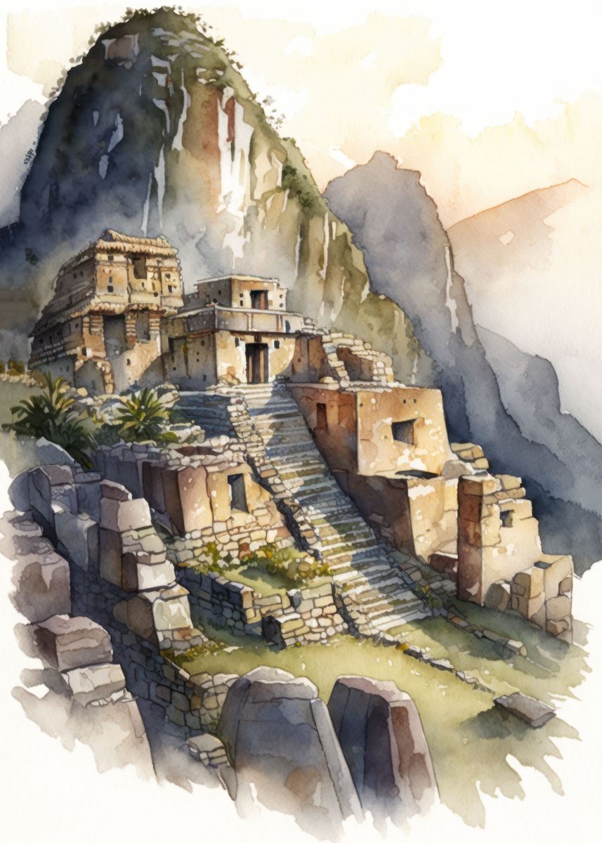 'The Temple of the Sun Peru' Poster, picture, metal print, paint by ...