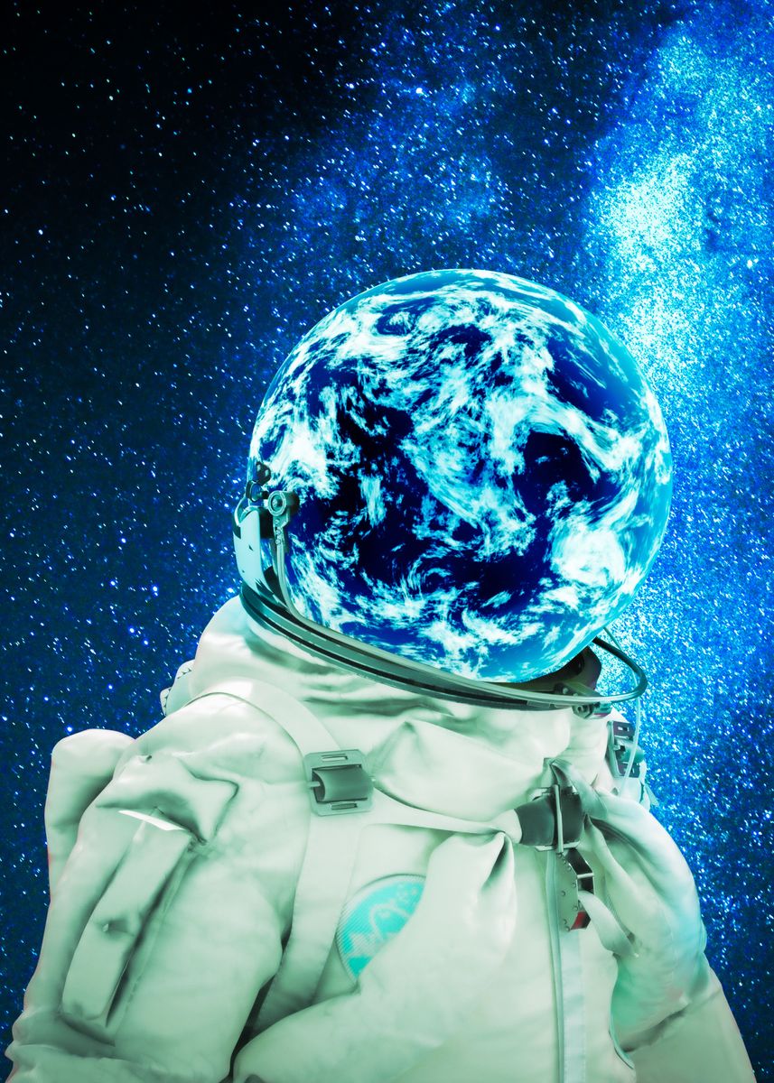 'Astronaut Planet Head ' Poster, picture, metal print, paint by Yasmine ...