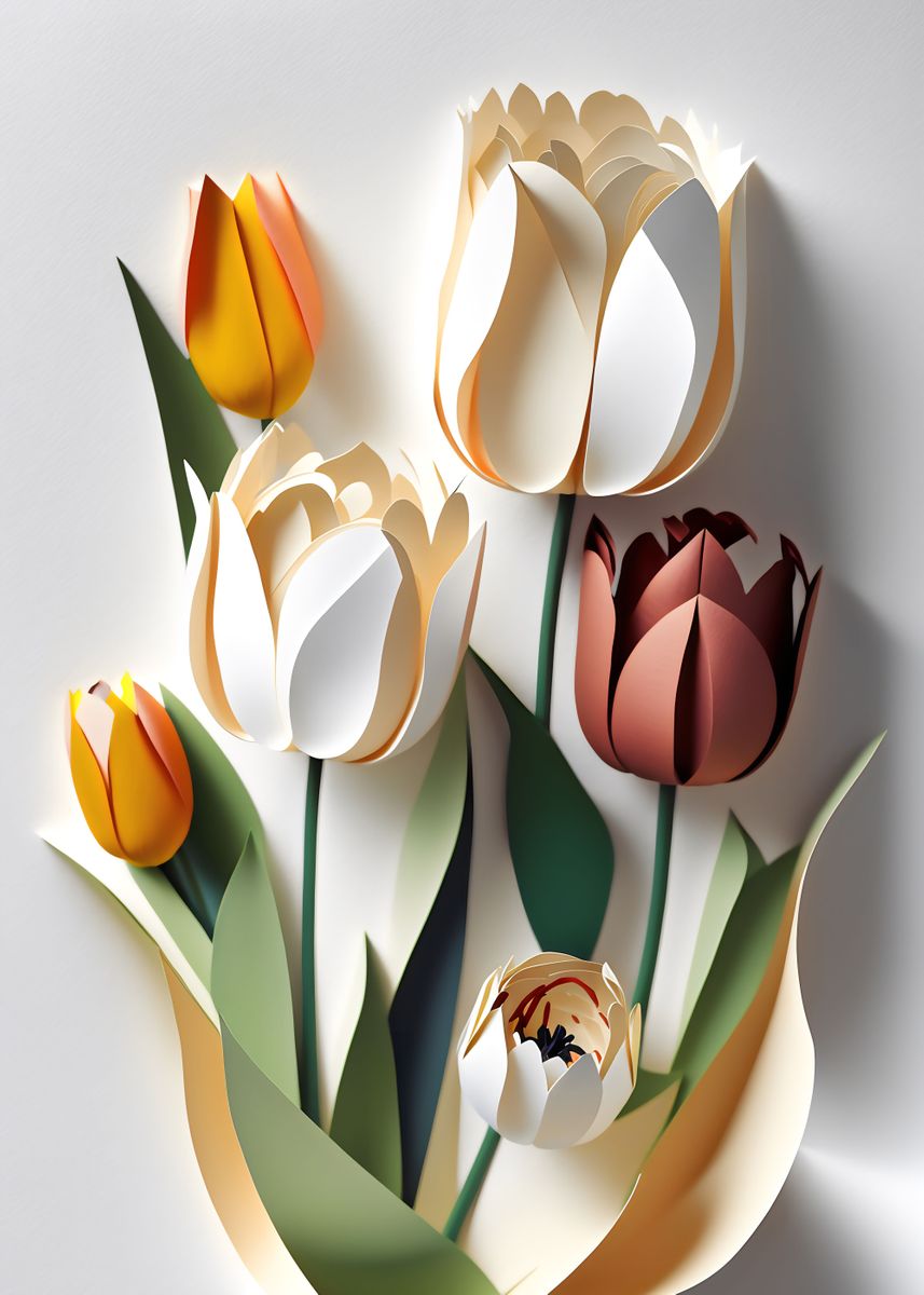 'tulips paper craft' Poster, picture, metal print, paint by Nathan ...
