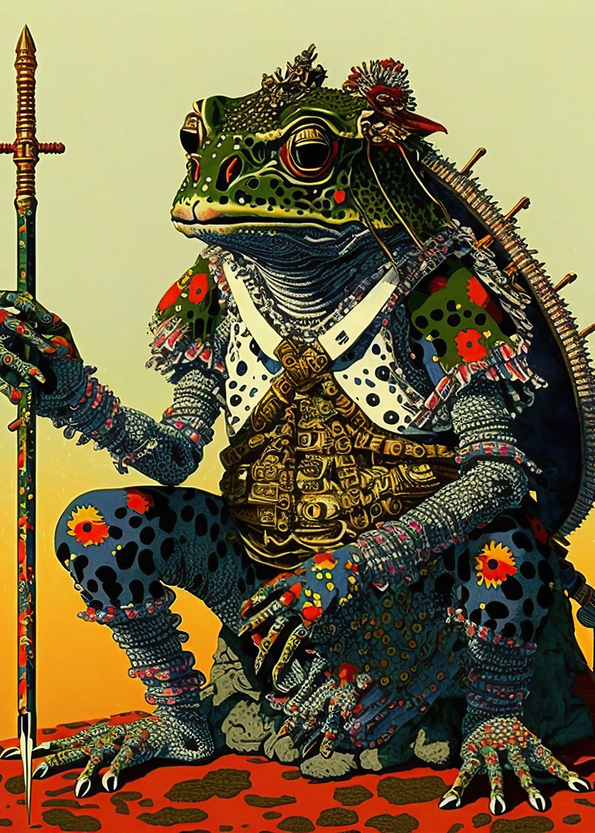 'Frog samurai ' Poster, picture, metal print, paint by Angelina ...