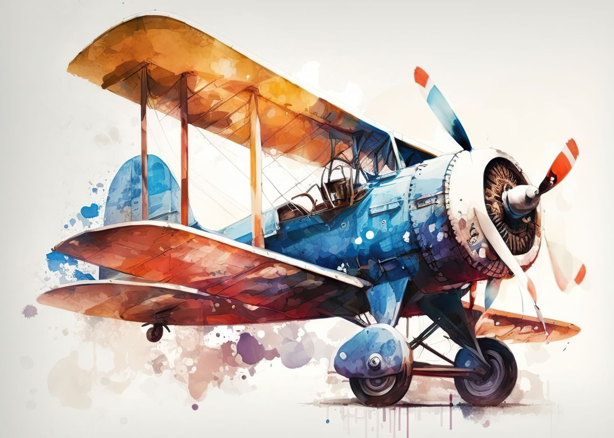 'War plane watercolor' Poster by Raheel Hollis | Displate