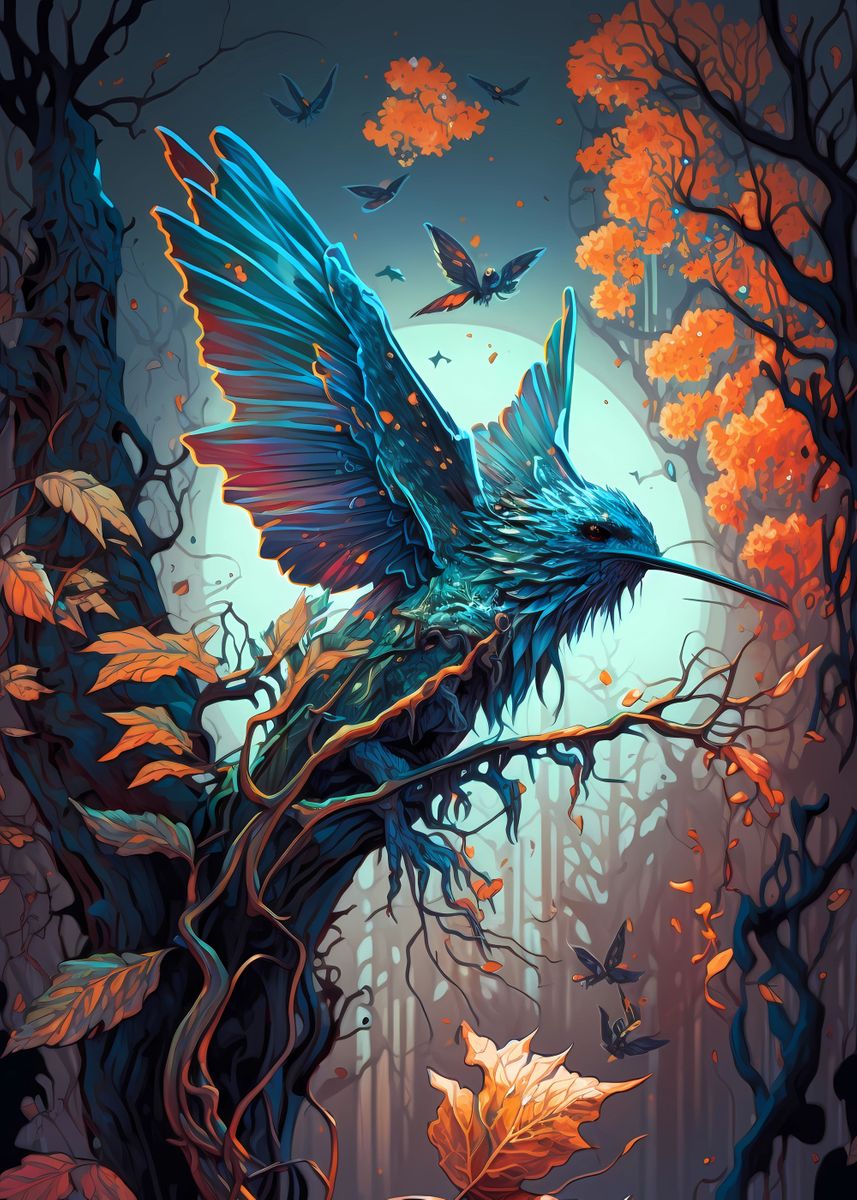 'Hummingbird Unrealistic' Poster, picture, metal print, paint by ...