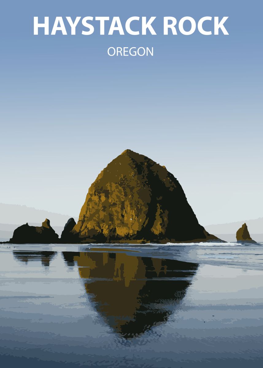 'Haystack Rock Oregon' Poster, picture, metal print, paint by Explore ...