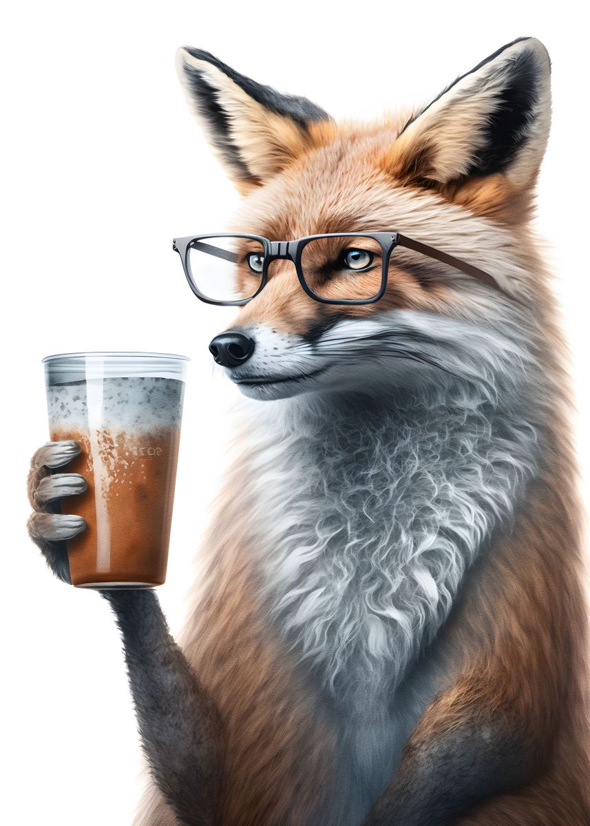 'Fox Drinked Espresso' Poster by Elz art | Displate