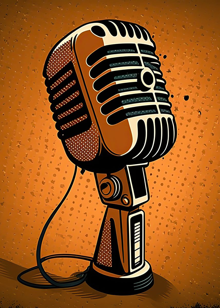 'microphone ' Poster, picture, metal print, paint by Minimalist Anime ...