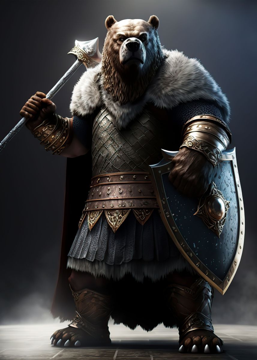 'Bear warior ' Poster, picture, metal print, paint by Sohail Rees ...