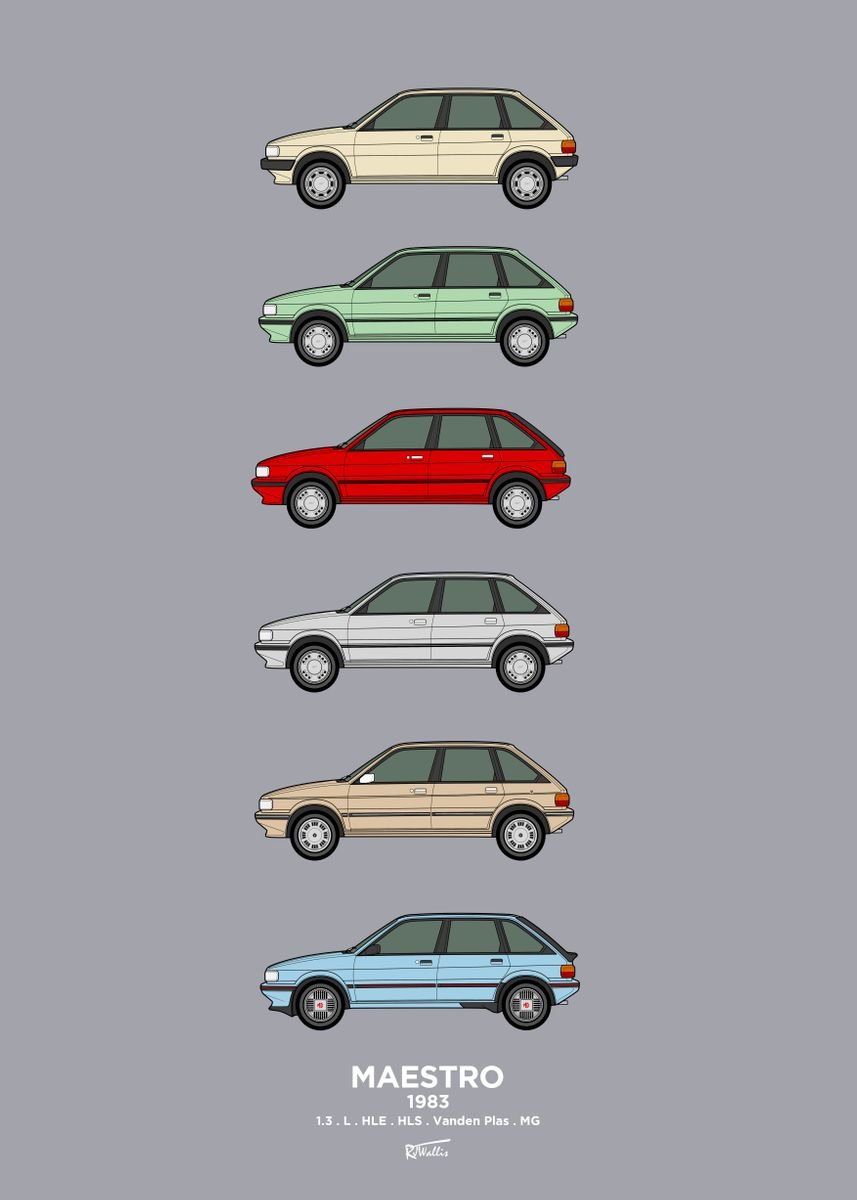 '1983 Austin Maestro ' Poster, picture, metal print, paint by Russell ...