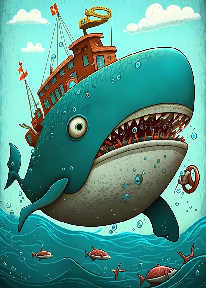 'Shark Mythical creatures' Poster, picture, metal print, paint by ...