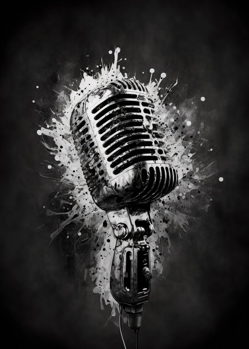 'microphone ' Poster, picture, metal print, paint by Minimalist Anime ...