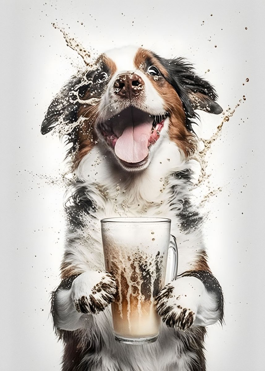 'Dog and a beer' Poster by Elz art | Displate